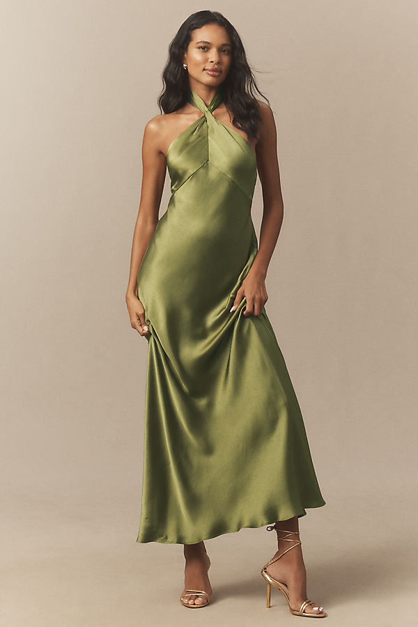 BHLDN BHLDN Selma Halter-Neck Satin Maxi Dress